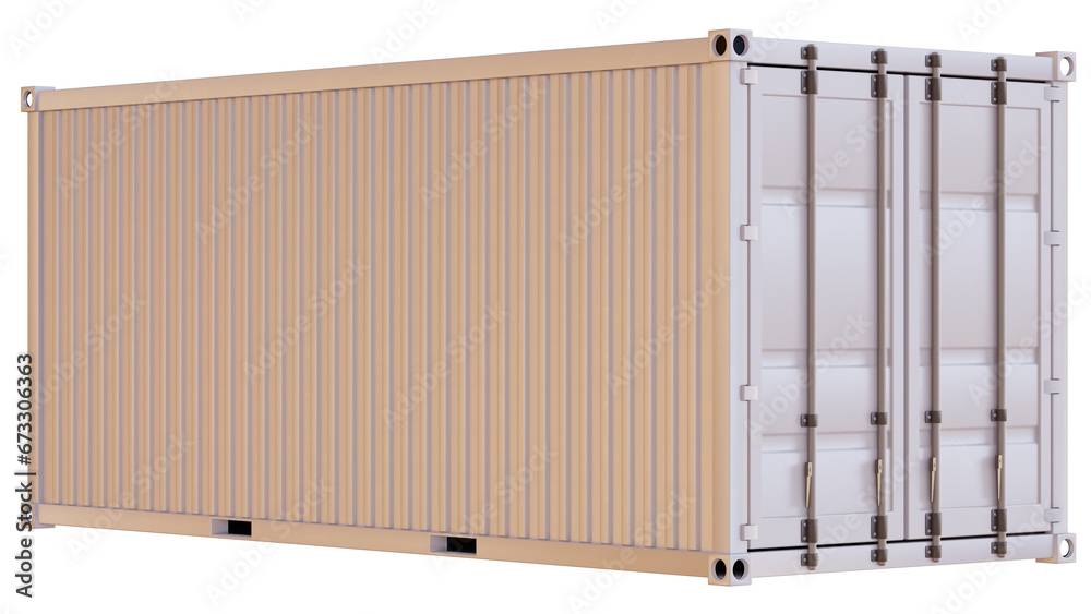 White Empty Shipping Container Template 20 feet size. 3D Illustration ...