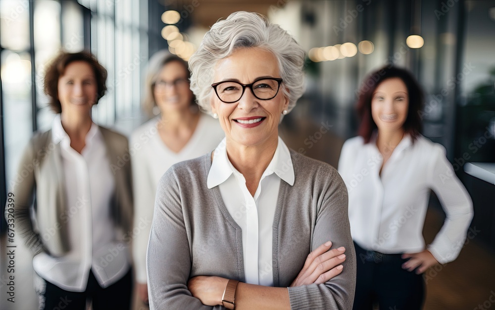 Head shot portrait smiling multiethnic employees group with mature ...