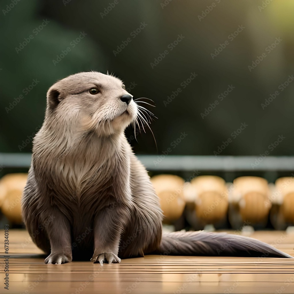 AI generated illustration of a brown North American river otter atop a ...