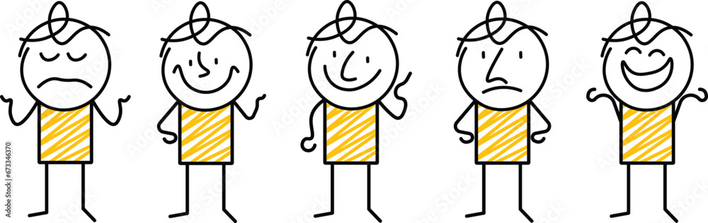 Abstract Strichfiguren / Strichmannchen vector design. Illustration of ...