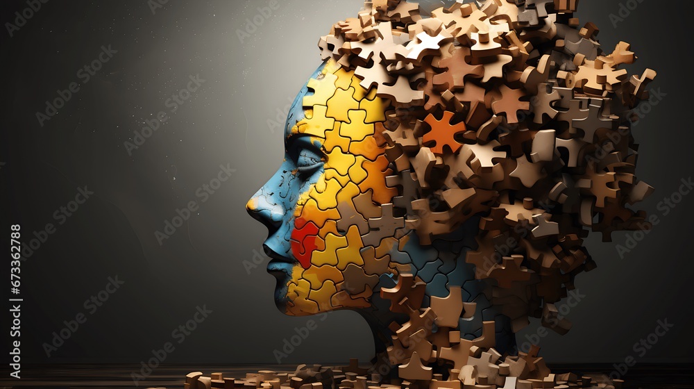 Woman developing her emotional intelligence, thinking process, mind ...