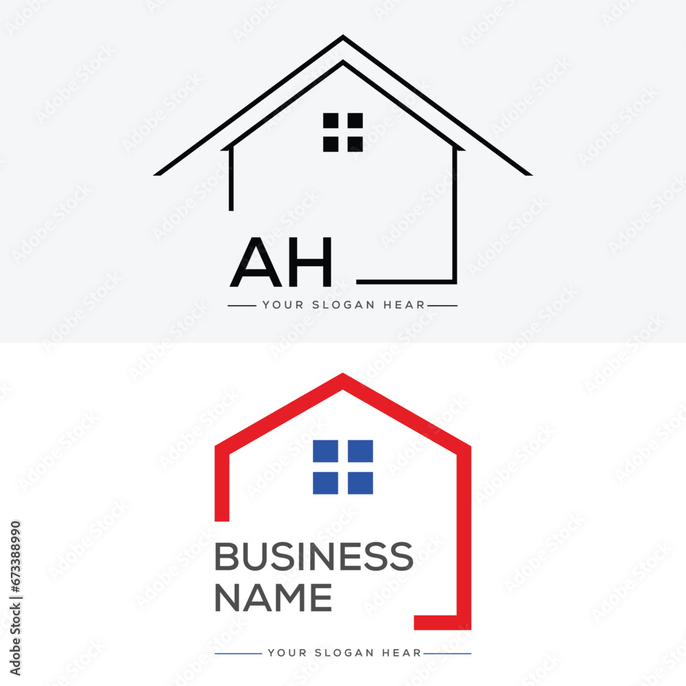Initial Creative Real Estate AH Logo Icon, Unique AH Building Logo ...