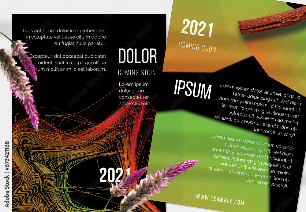 Flyer Layout with Motion Blur and Abstract Glowing Shapes Stock ...