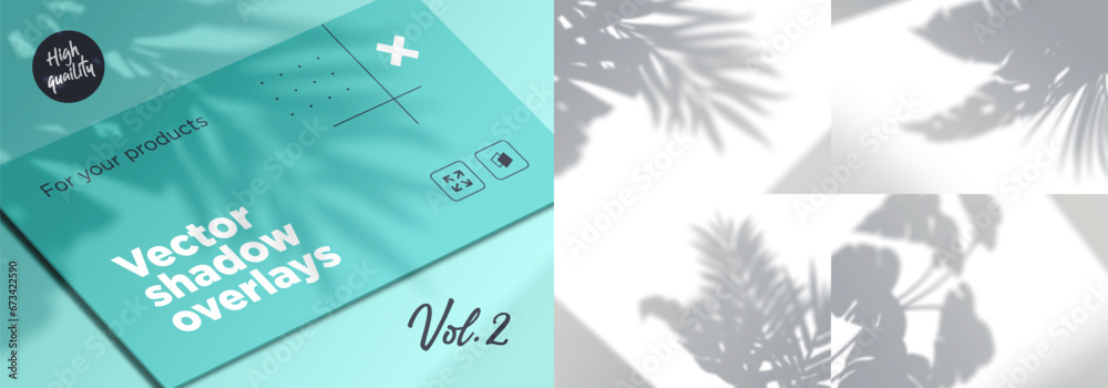 Set of shadow background overlays. Realistic Shadow mock up scenes ...