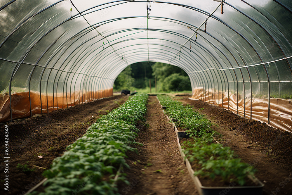 Polytunnel, Plants In Polytunnel, Polytunnel With Plants Stock Photo ...