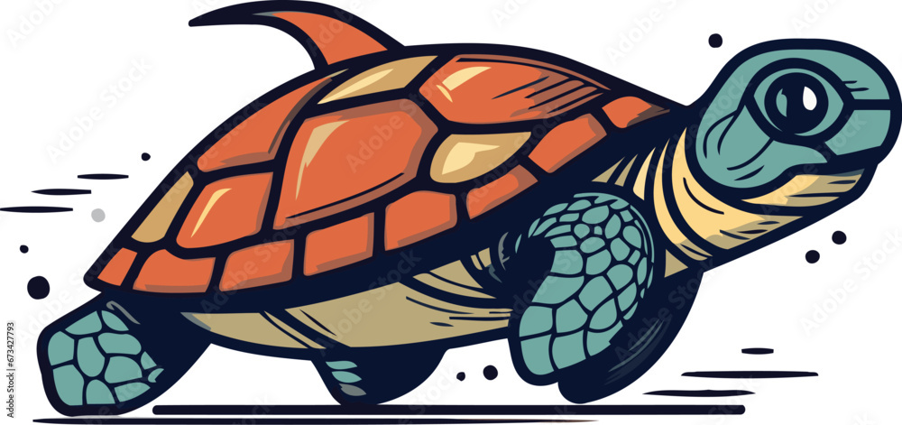 Turtle vector illustration isolated on white background. Graphic ...