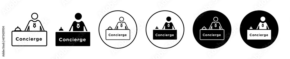 Vetor de Concierge icon set. guest hospitality desk vector symbol ...