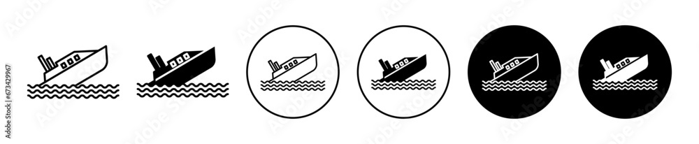 Vetor de Sinking titanic icon set. cargo ship accident vector symbol ...