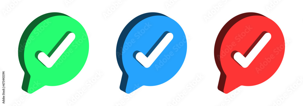 3d check mark tick icon with correct, accept checkmark icons green ...
