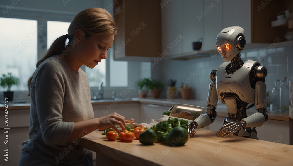 The robot chef expertly prepares dishes in the kitchen. This example ...