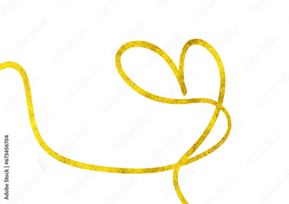 golden heart line art on transparent background clip art, inking of ...