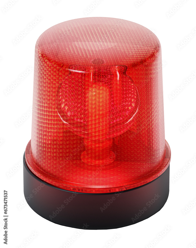 Flashing red alarm light isolated on white background. 3D illustration ...