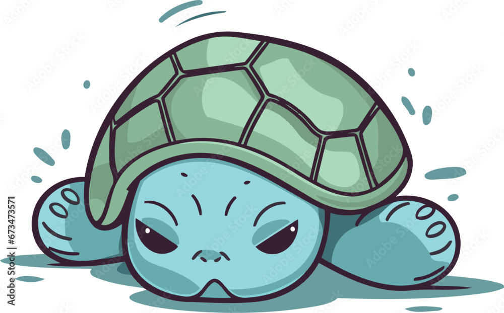 Cute cartoon turtle crying. Vector illustration. Isolated on white ...