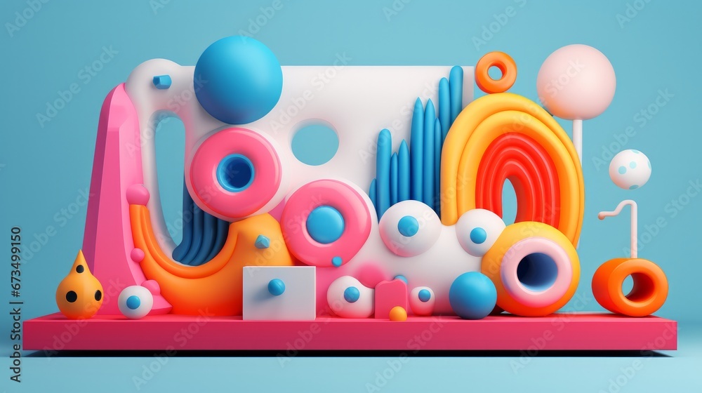Fun colorful 3d shape, cinema 4d, ambient occlusion, render, maya, blue ...