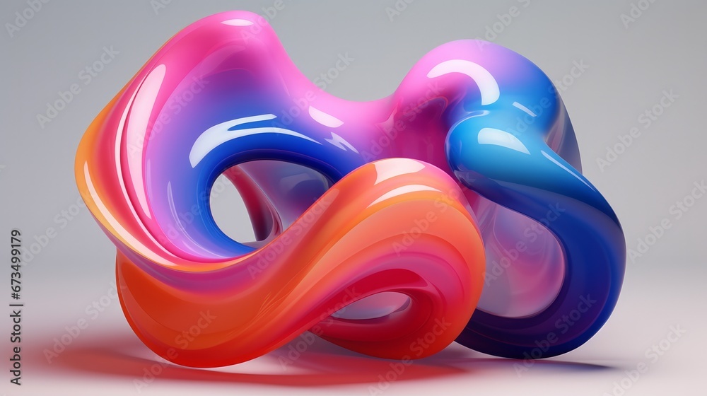 Abstract colorful 3d shape, cinema 4d, ambient occlusion, render Stock ...