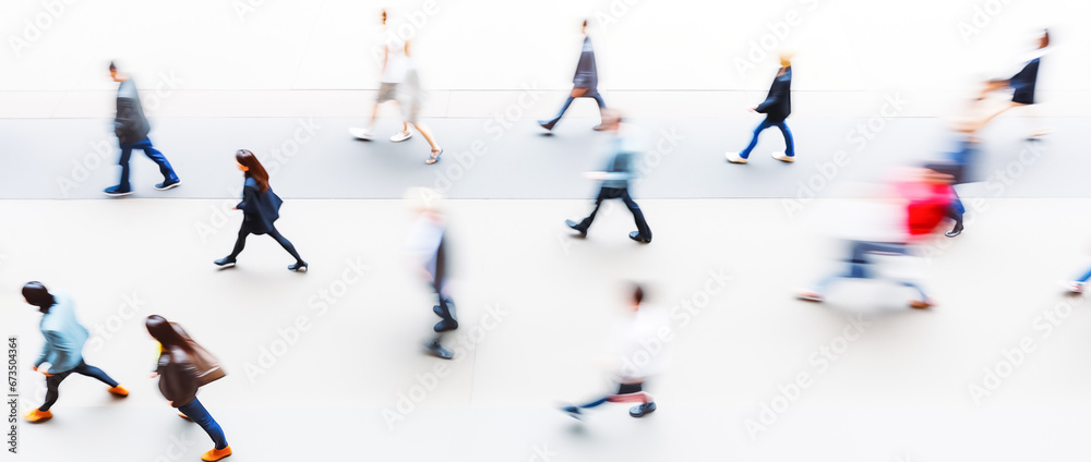 top aerial view crowd of people walking on business street pedestrian ...