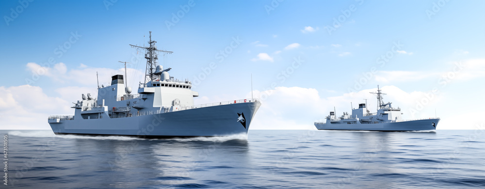 Modern military naval battleships warships. Military navy ships in a ...