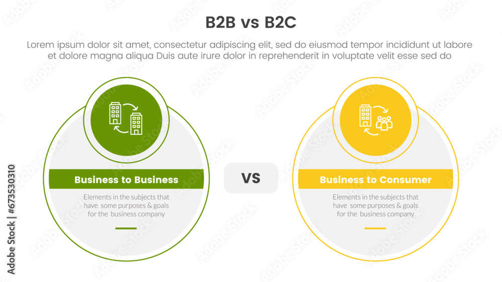 b2b vs b2c difference comparison or versus concept for infographic ...