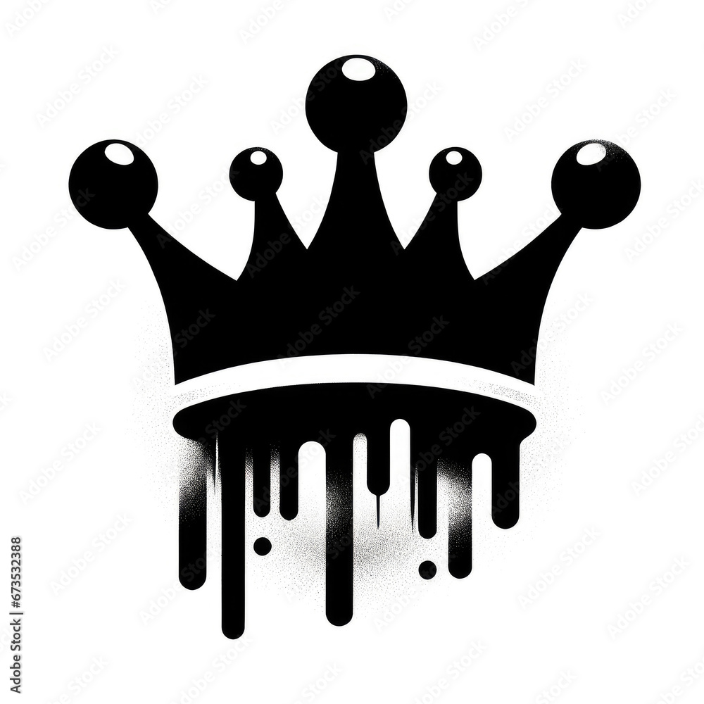 Urban-Inspired Black Crown Icon - Street Art Stencil Vector ...