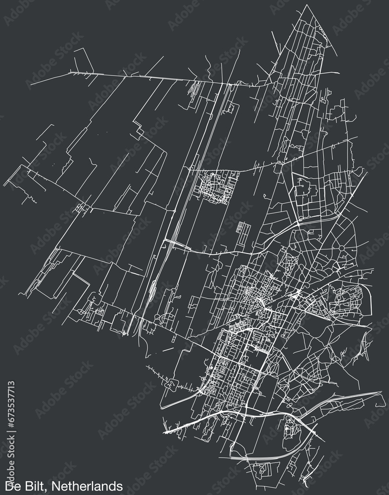 Detailed hand-drawn navigational urban street roads map of the Dutch ...