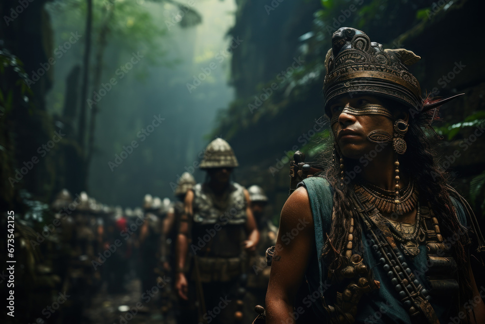 Olmec traders traveling along ancient Mesoamerican trade routes ...