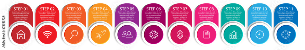 Business Infographic Design Template. minimal Timeline design with 11 ...