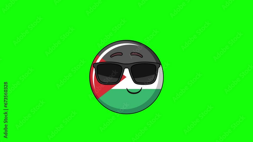 number 1 fan flag of palestine cartoon emoticon, looping animation ...