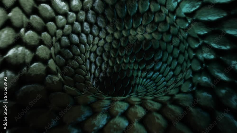 3D Tunnel, Green Snake Reptile Skin Texture, SeamlessVJ looped Visuals ...