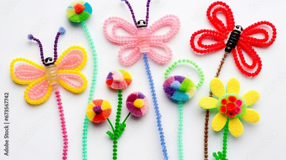 Beaded Pipe Cleaner flowers and dragonflies. Easy spring kids crafts ...