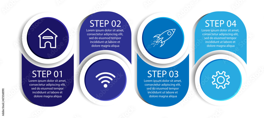 simple infographic design, 4 step infographics that are interconnected ...