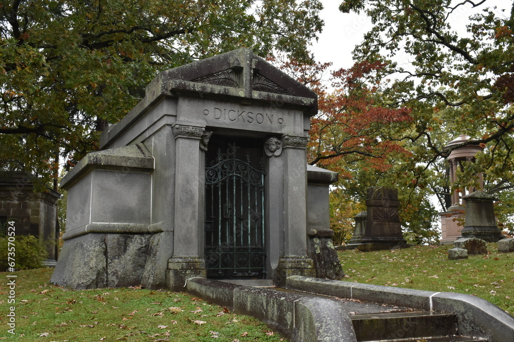 Elegant Building, Historic Graveyard, Sleepy Hollow Cemetery, New York ...