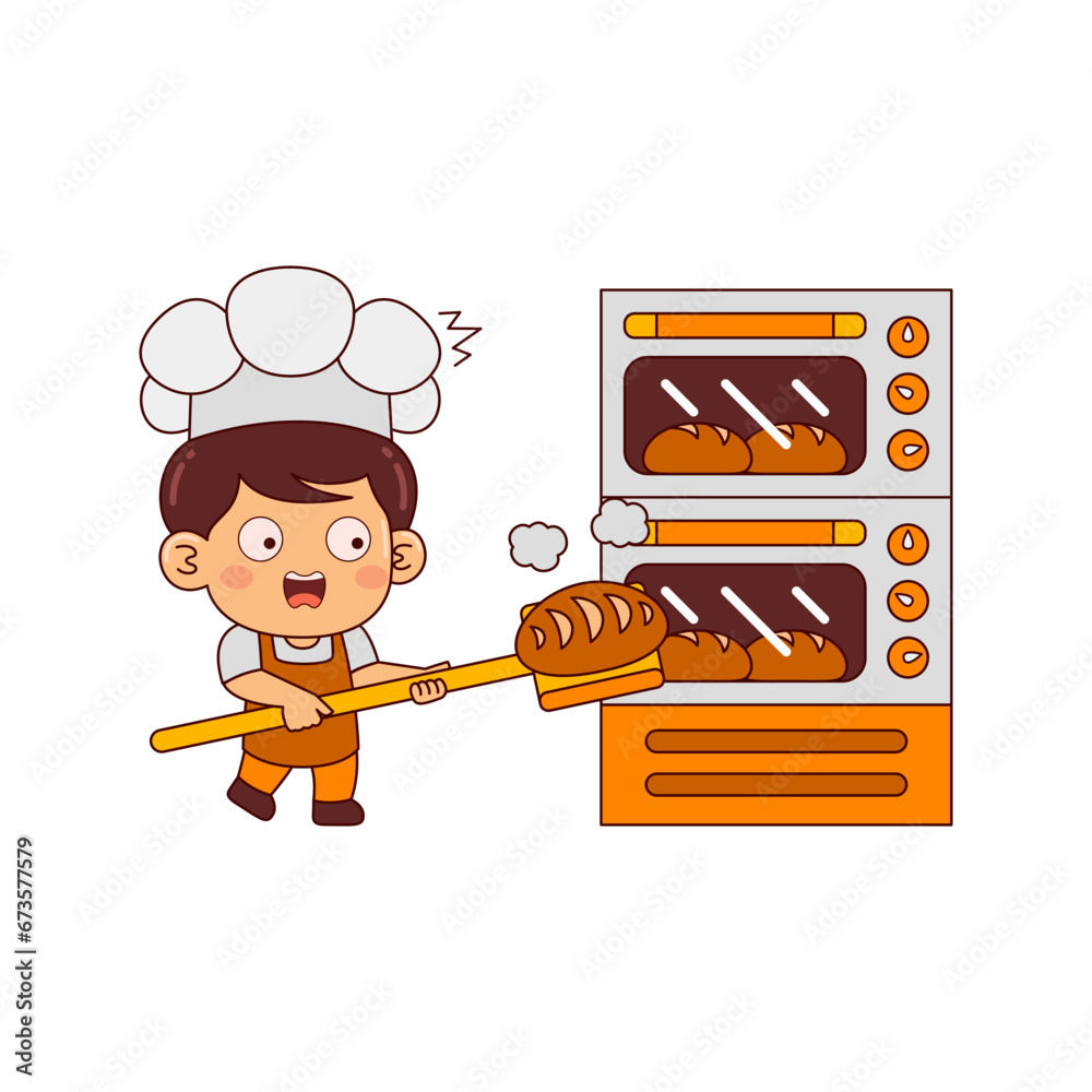 cute baker boy cartoon character vector illustration Stock Vector ...