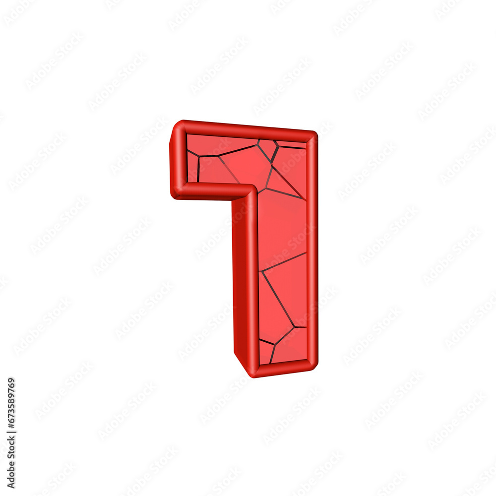 Number 1 red break line luxury 3d render Stock Illustration | Adobe Stock