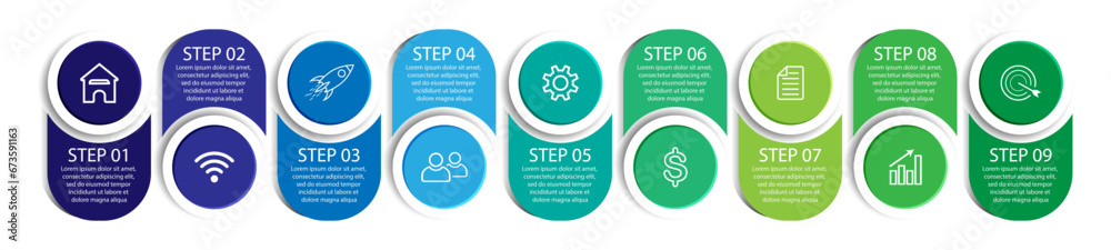 simple infographic design, 9 step infographics that are interconnected ...