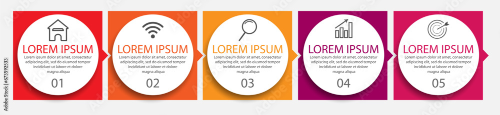 simple infographic design, 5 step infographics that are interconnected ...