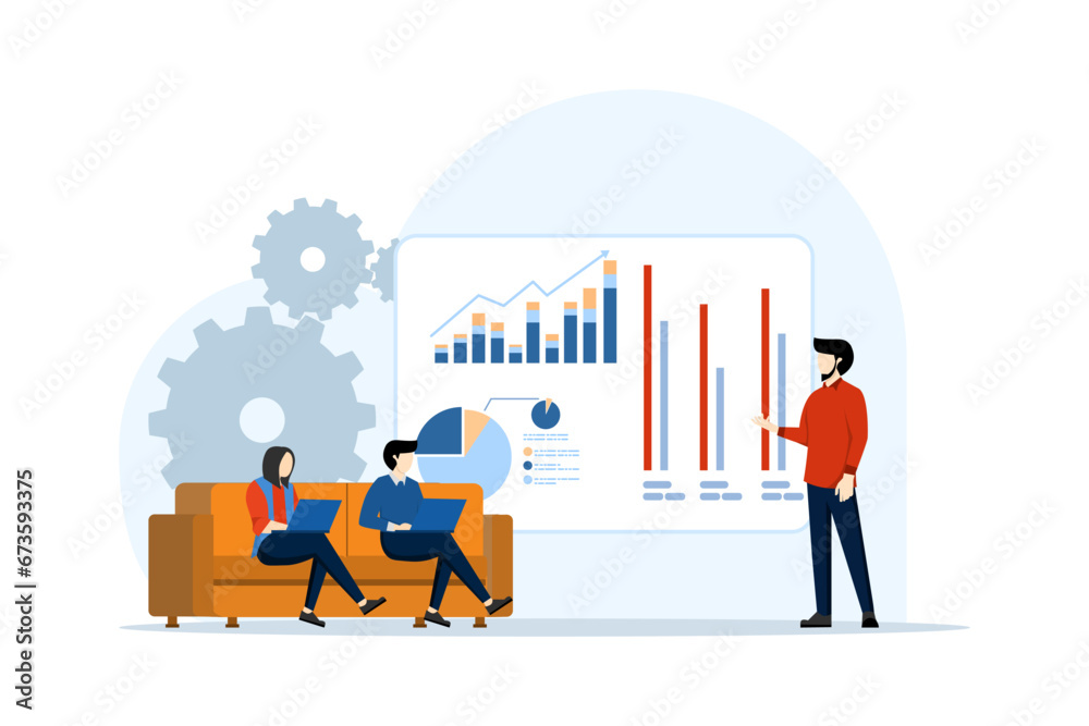 business presentation concept. People present a project by showing ...