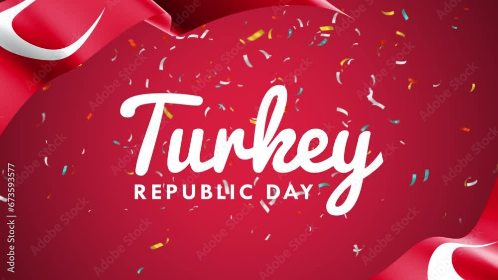 Turkey Republic Day Lettering Text Animation with Turkey flag ...