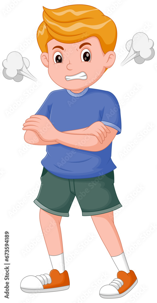 Cartoon angry boy. Vector illustration Stock Vector | Adobe Stock