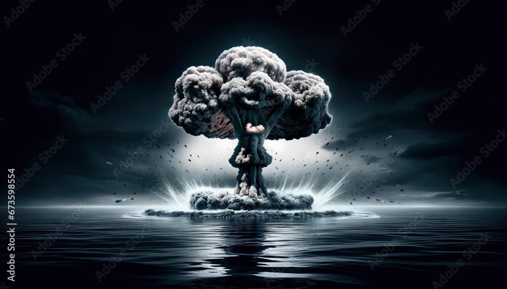 An illustration of a chilling scene where a nuclear bomb explodes ...