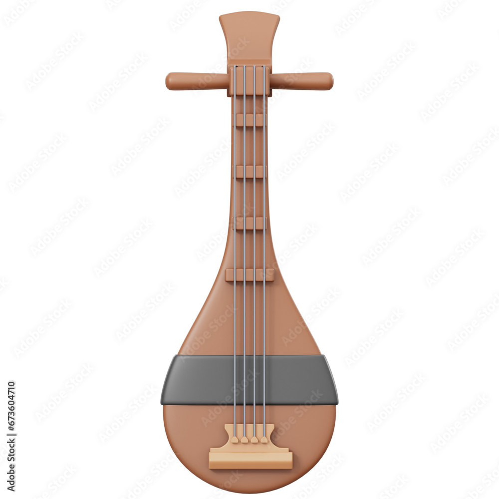 Japanese Music Instrument Biwa 3D Icon Transparent Background For UI/UX ...