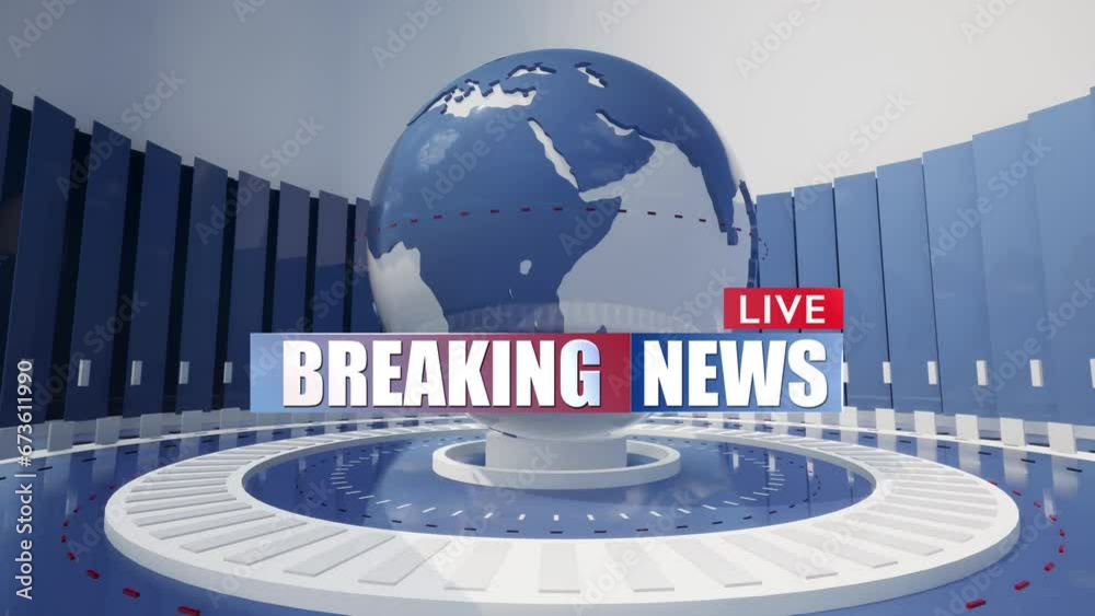 Global Earth Rotating Digital World Breaking News Studio Background For ...