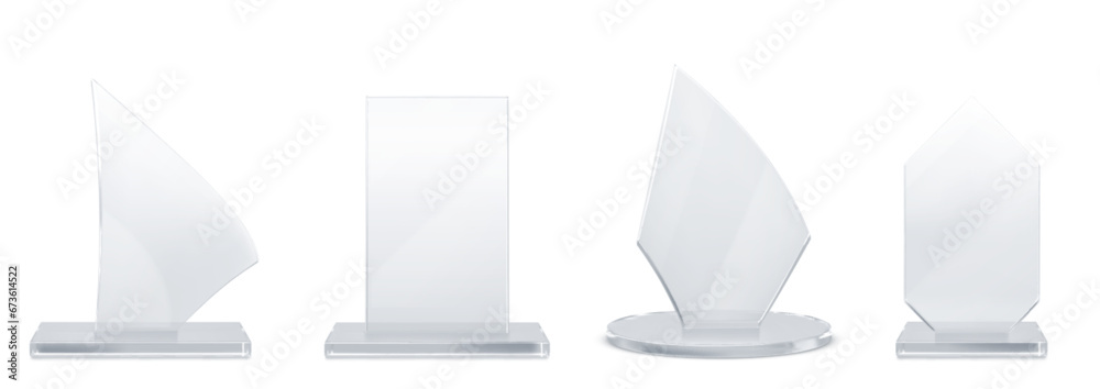 Glass trophies set isolated on white background. Vector realistic ...