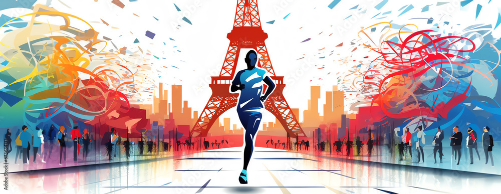 Poster olympic games Paris 2024 illustration, AI generated – Wall Art ...