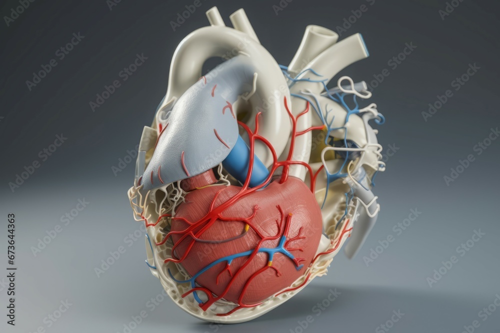 Open human heart art. Vein artery science muscle organism. Generate Ai ...