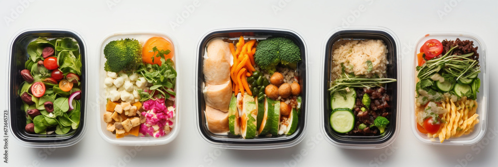 Lunches to go. Food grab and go. Ready-to-eat lunches in containers for ...
