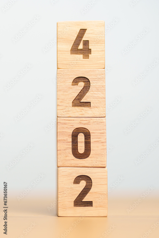 2024 year block on table. goal, Resolution, strategy, plan, start ...