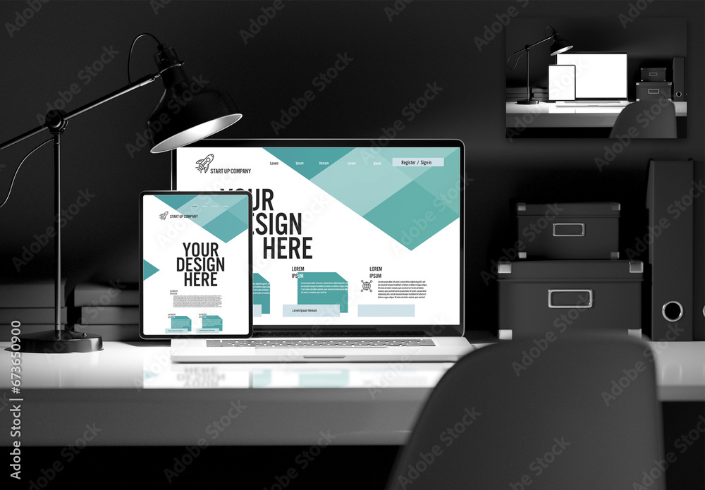 Customisable mock up of modern devices with Generative AI Stock ...