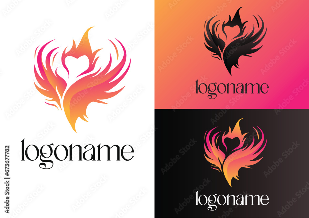 Vector burning heart logo design concept Stock Vector | Adobe Stock
