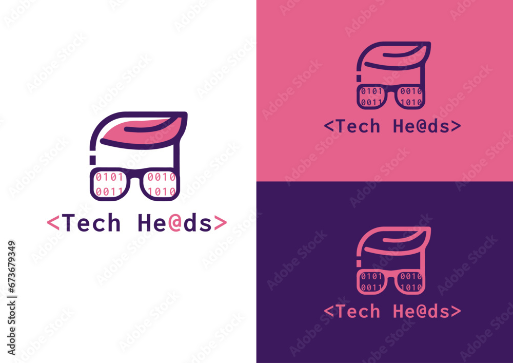 Vector tech heads logo design Stock Vector | Adobe Stock