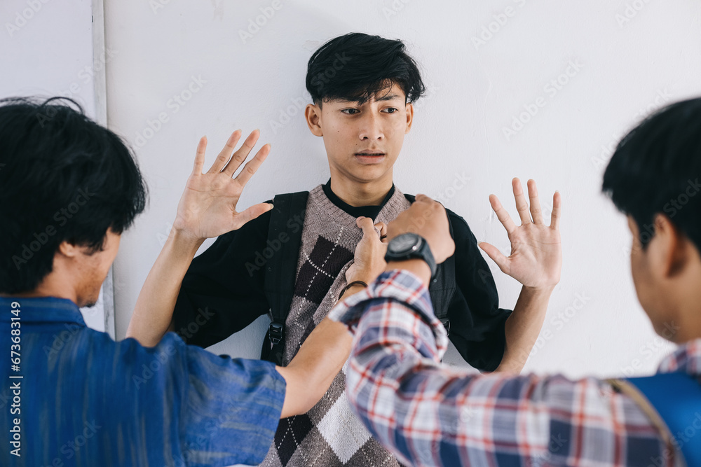 Student boy getting bullied and attacked by their classmate in school ...